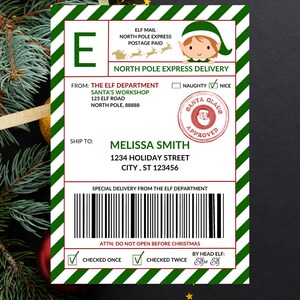 Printable North Pole Shipping Label, Elf Mail Mailing Label, Editable ...