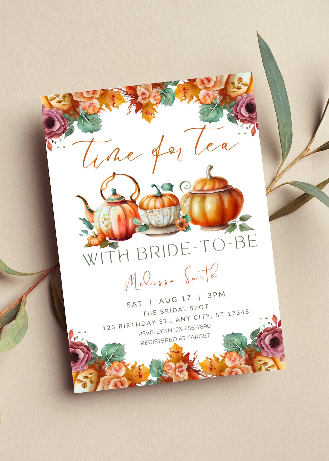 Editable Bridal Tea Party Invitation Time for Tea With Bride to Be ...