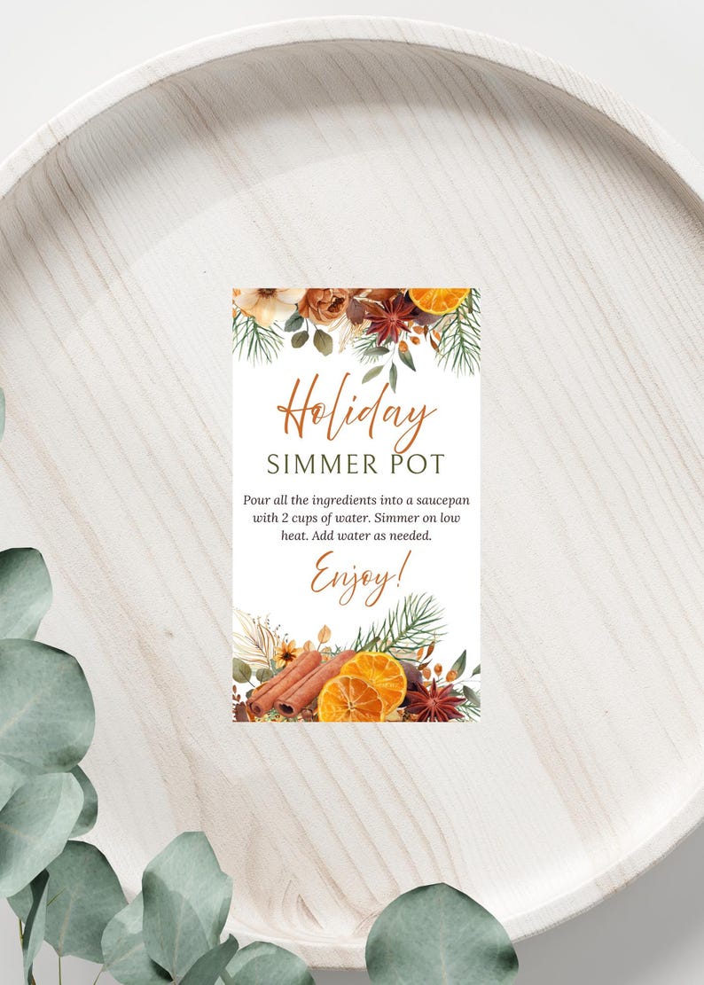 Printable Holiday Simmer Pot Tag, Editable Fall Potpourri Gift Tag - Etsy