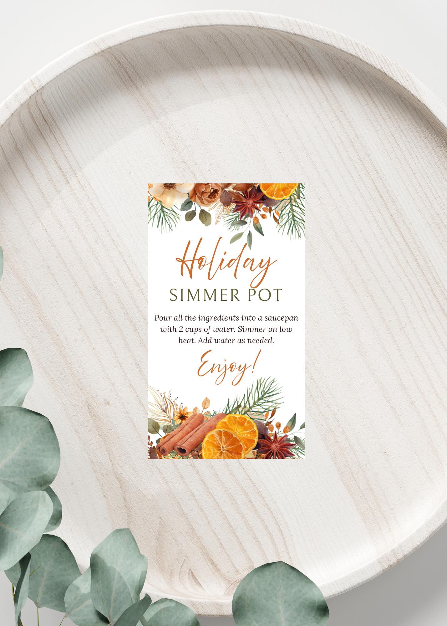 Printable Holiday Simmer Pot Tag, Editable Fall Potpourri Gift Tag - Etsy