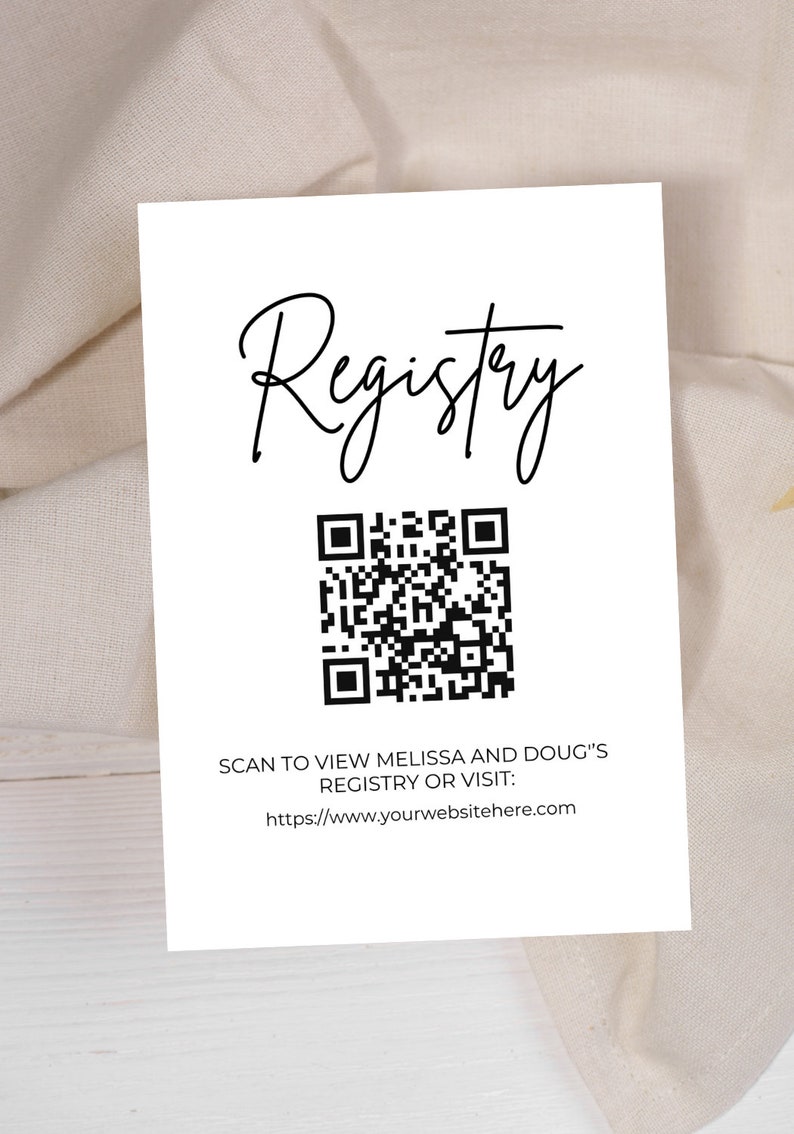 Editable Registry Card With QR Code, Invitation Insert, Enclosure Card ...