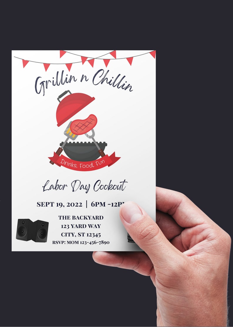 Editable Labor Day Cookout Invitation Grillin and Chillin - Etsy