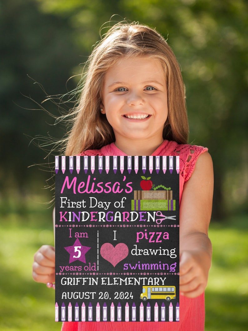 Editable First Day of School Sign, Back to School Board, Template, Pink ...