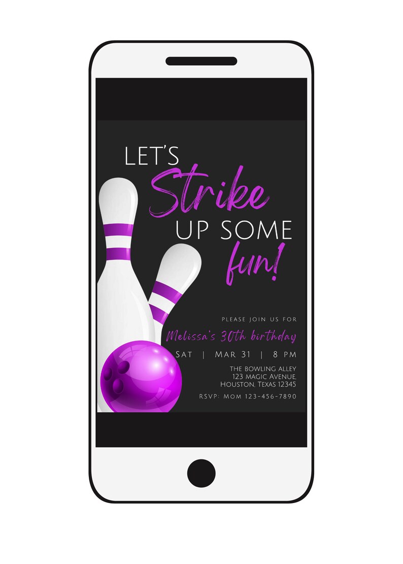 Editable Bowling Invitation, Let's Strike up Some Fun, Birthday Bowling ...