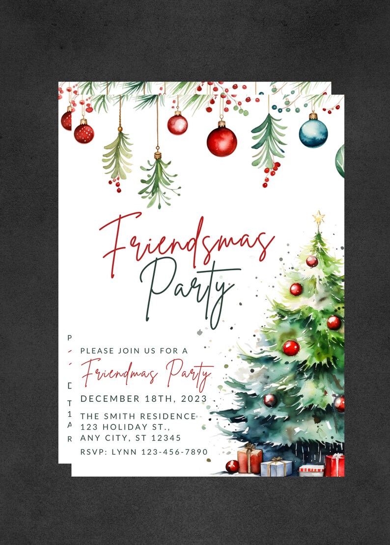 Editable Friendsmas Party Invitation, Printable or Digital Invite - Etsy