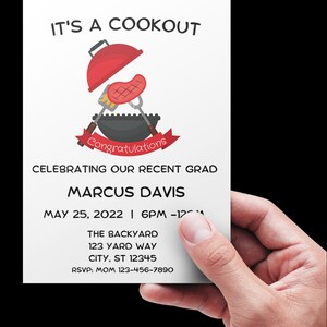 Graduation Cookout Invitation, BBQ Invitation, Backyard Party Grad ...
