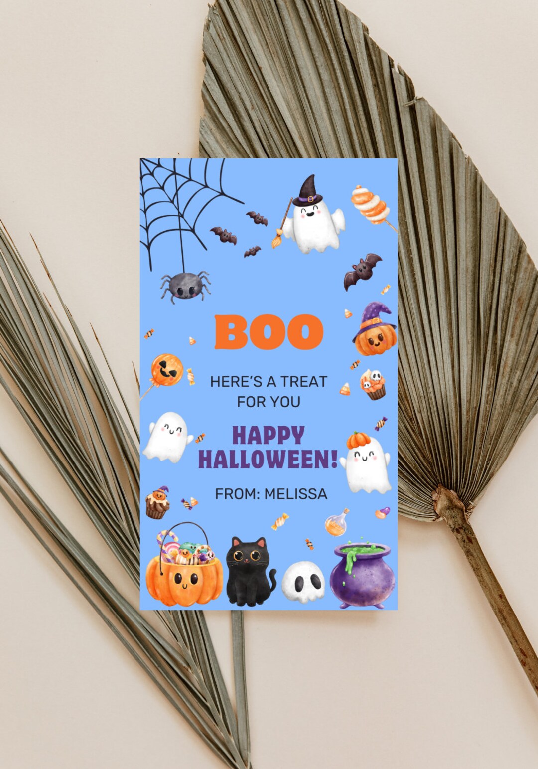 Printable Goodie Bag Tags Halloween Boo Tag Blue Gift Favor Trick or ...