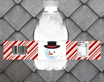 Winter Melted Snowman Water Bottle Label - Etsy