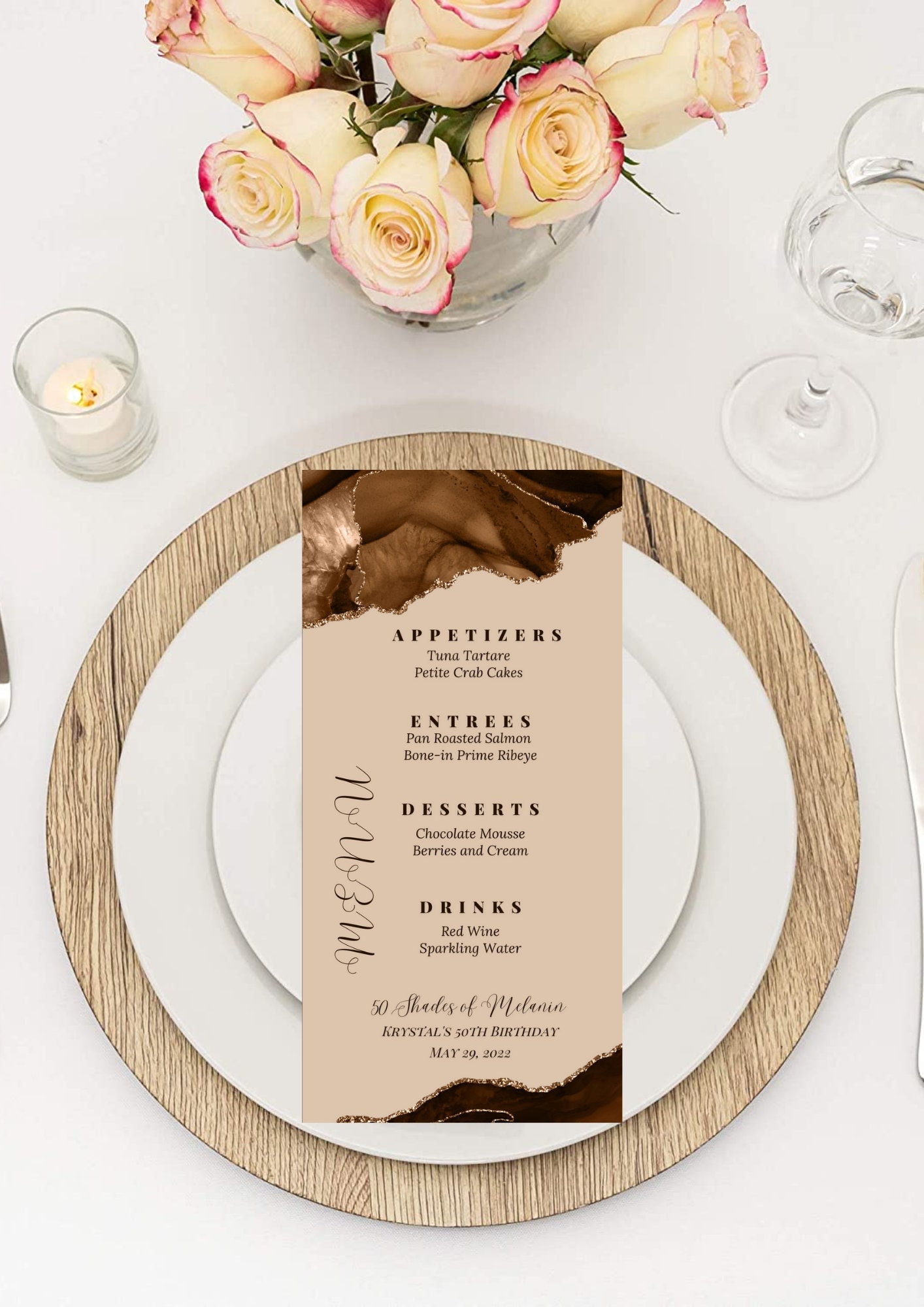 Editable Shades of Melanin Menu Card Template Brown Menu Card - Etsy