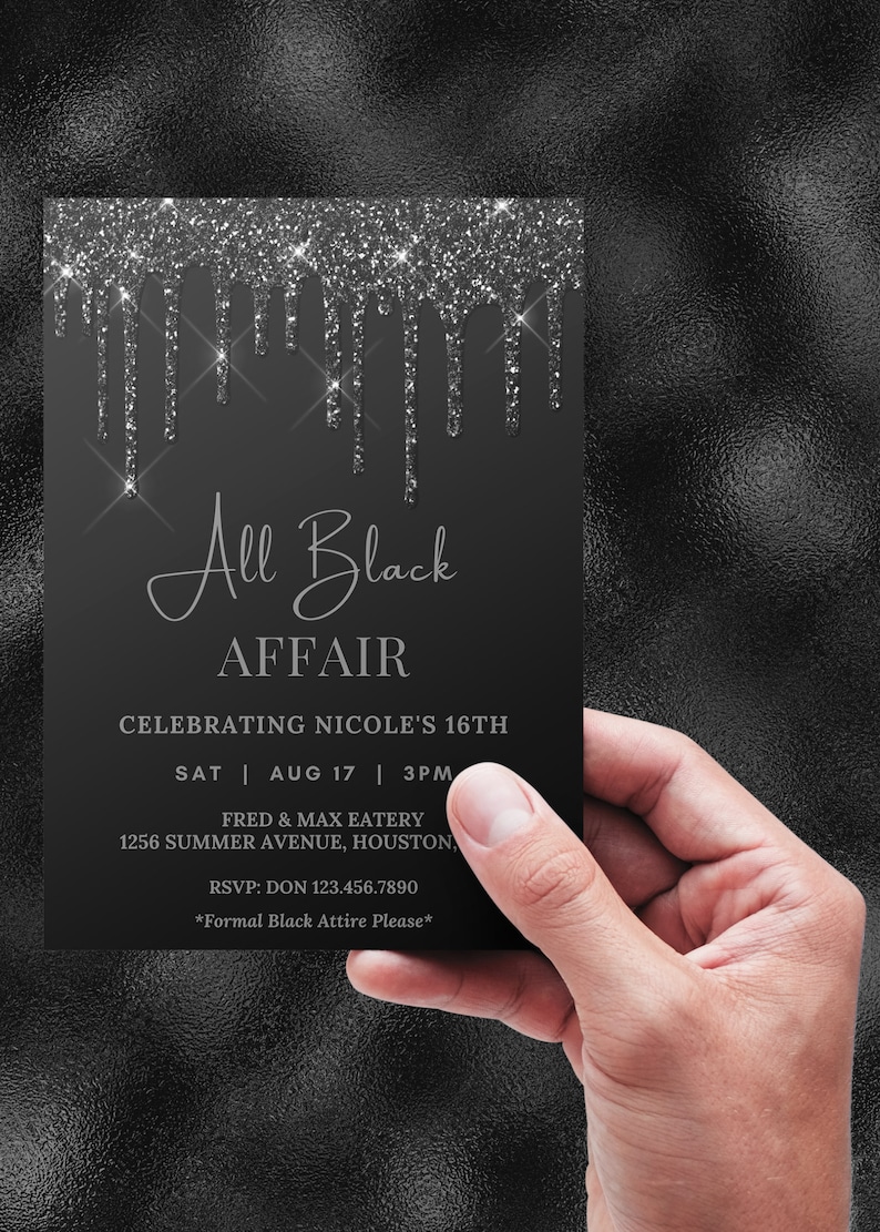 Editable All Black Affair Invitation All Black Party - Etsy