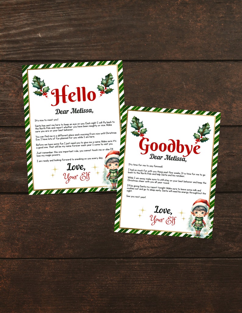 Editable Elf Hello and Goodbye Letters Christmas Activity Digital ...