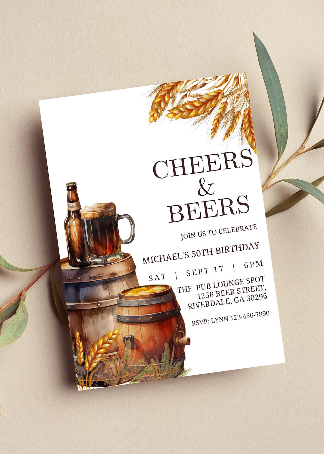 Editable Cheers and Beers Invitation, Beer Invitation, Birthday ...