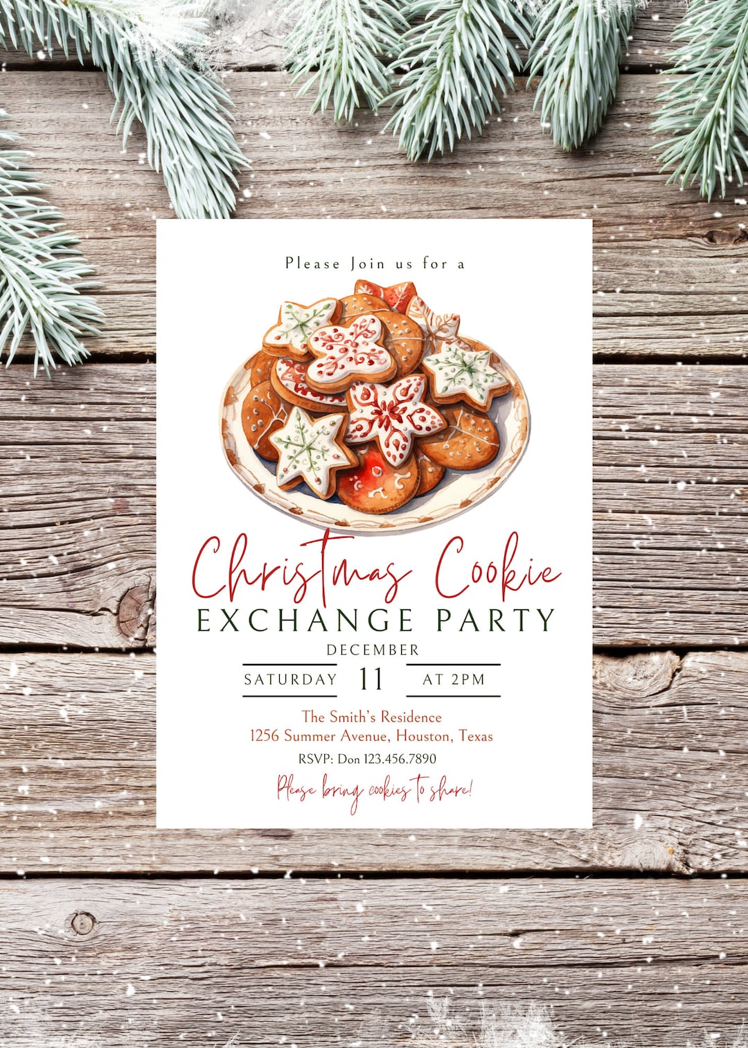 Editable Christmas Cookie Exchange Invitation Holiday Cookie Exchange ...
