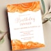 Editable Orange and White Birthday Invitation, Orange Agate, Birthday ...