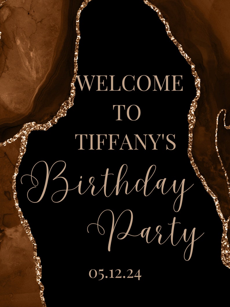Editable Brown Birthday Welcome Sign Agate Birthday Welcome - Etsy