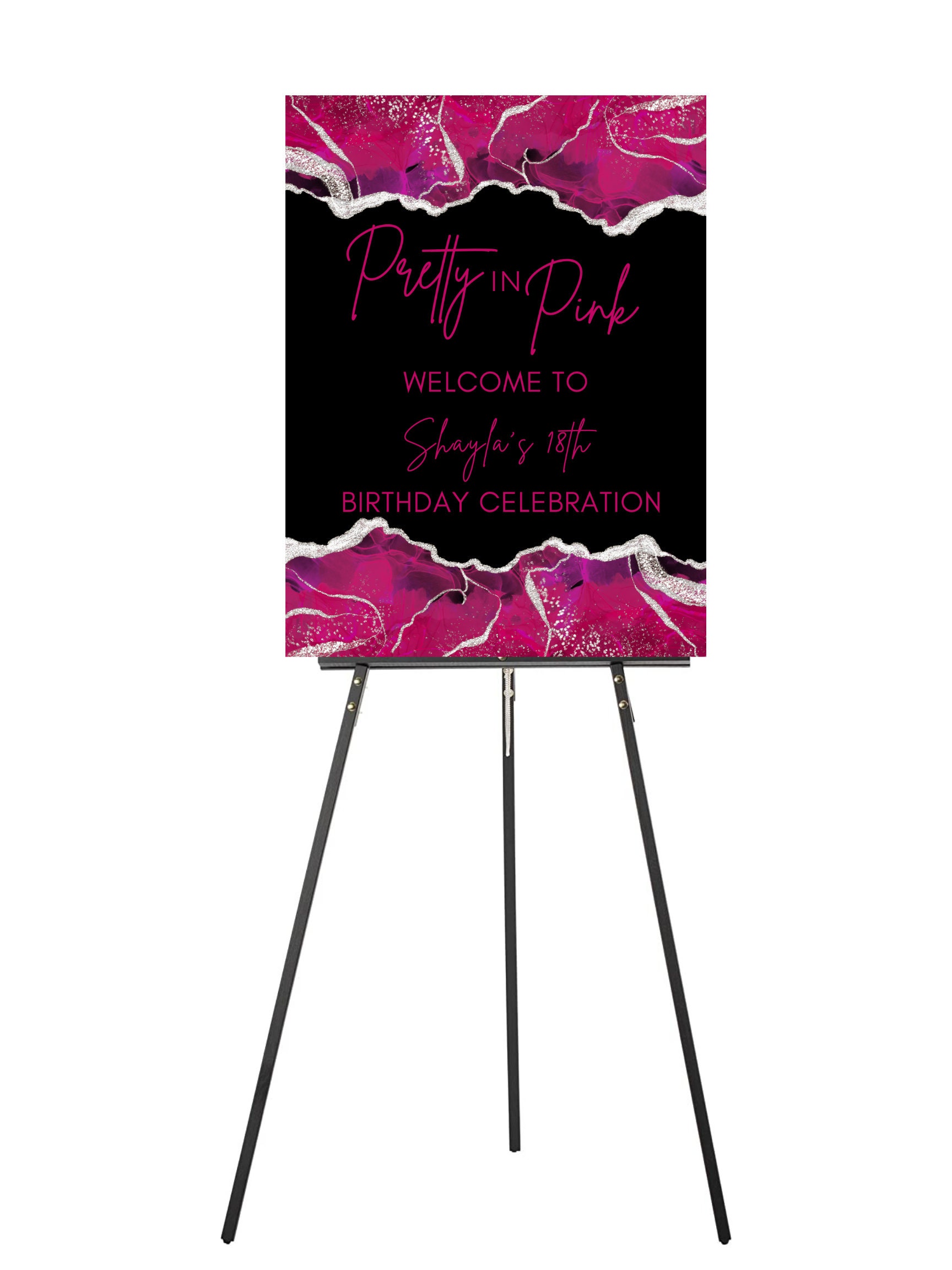 Editable Pretty in Pink Birthday Welcome Sign (printable) - Etsy