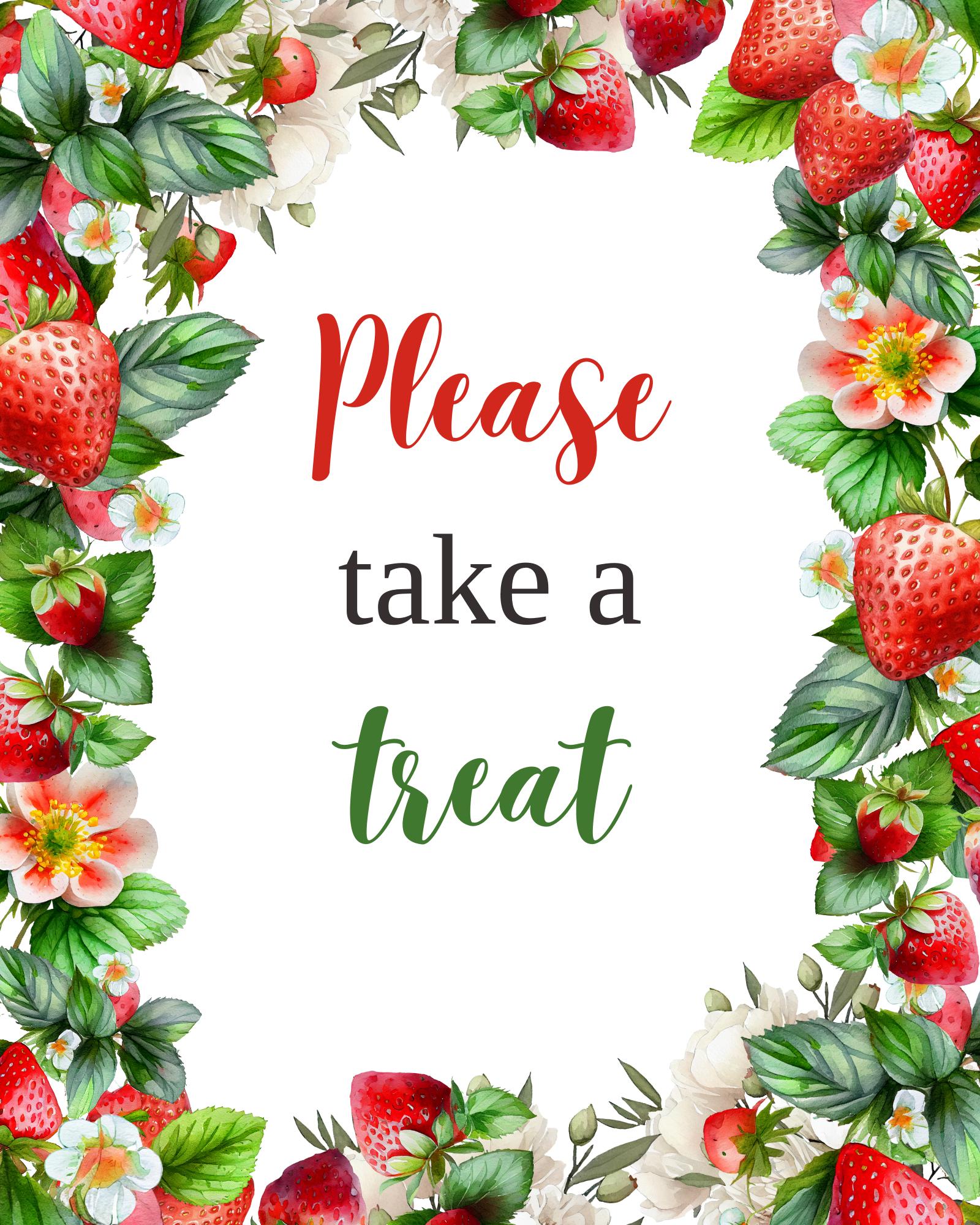 Editable Strawberry Table Sign, Printable Table Decor, Gifts and Cards ...