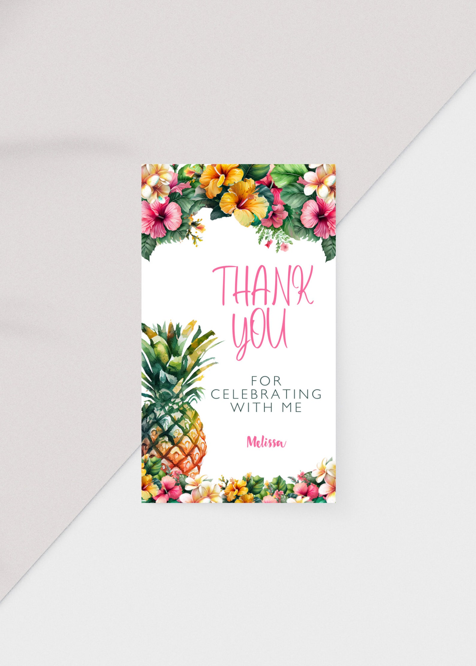 Printable Pineapple Thank You Card, Aloha, Tropical Favor Tag, Gift Tag ...