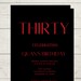 Editable 30th Birthday Invitation, Red and Black Invitation, Minimalist ...