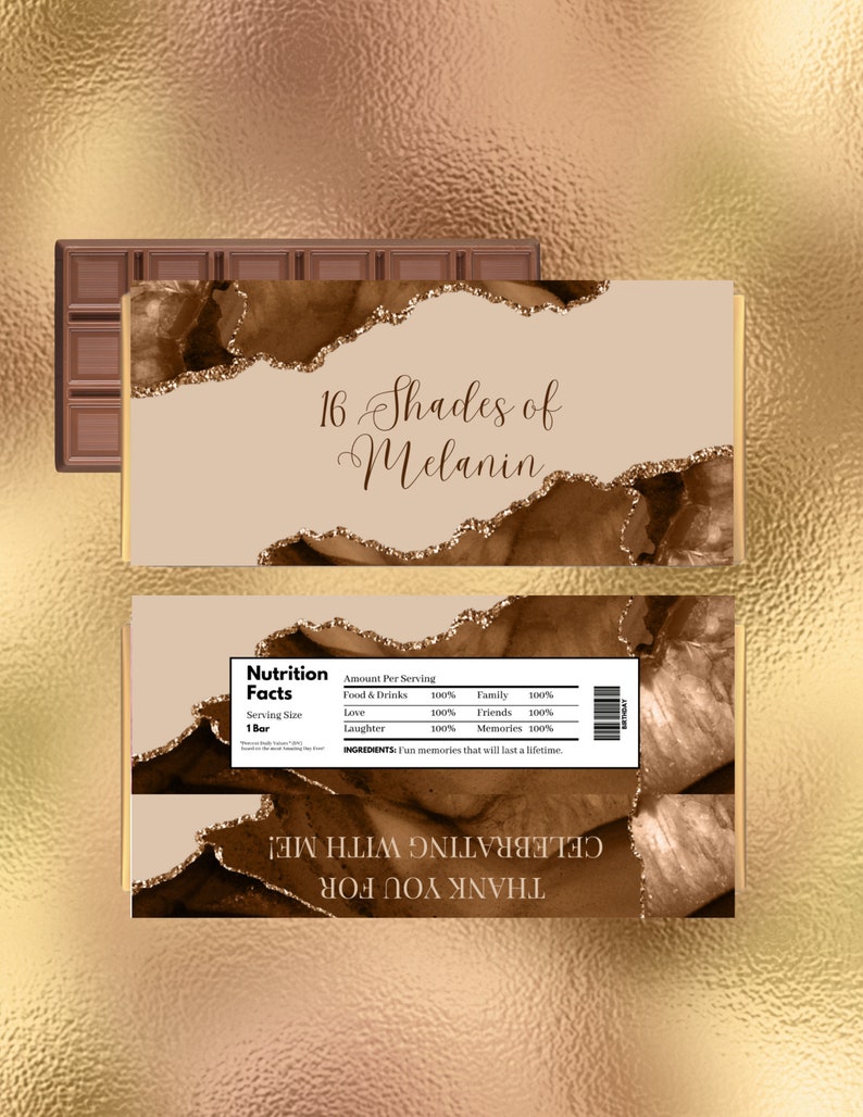 Editable Shades of Melanin Candy Bar Label, Chocolate Bar, Party Favor ...