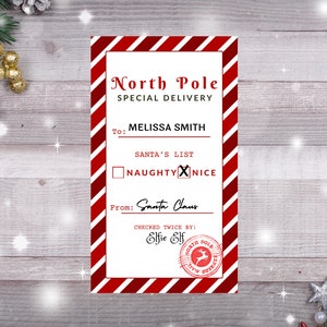Printable North Pole Special Delivery Tag, Editable Santa Gift Tags ...