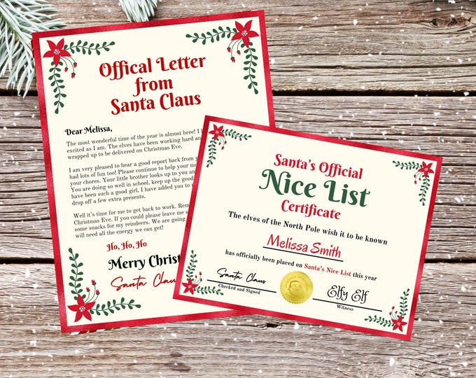 Editable Santa Letter and Nice List Certificate Bundle | Approved ...