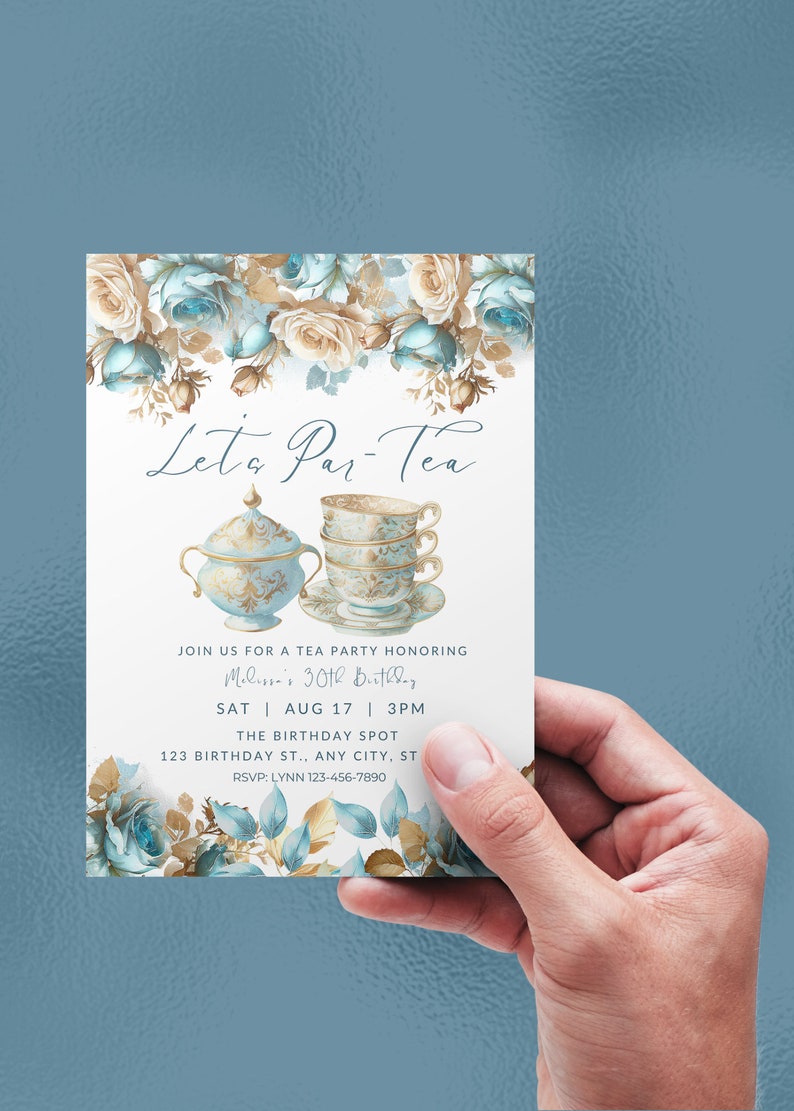 Editable Tea Party Invitation Let's Par-tea Birthday Tea - Etsy