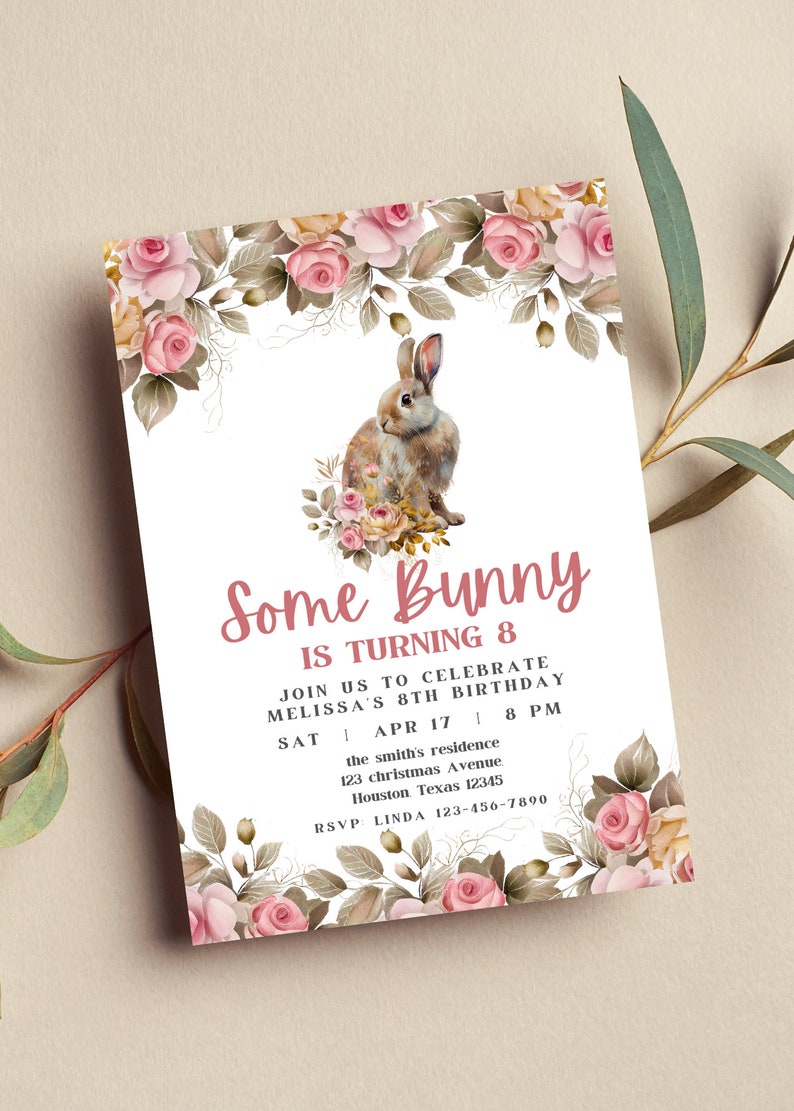 Editable Bunny Birthday Invitation Some Bunny is Turning - Etsy