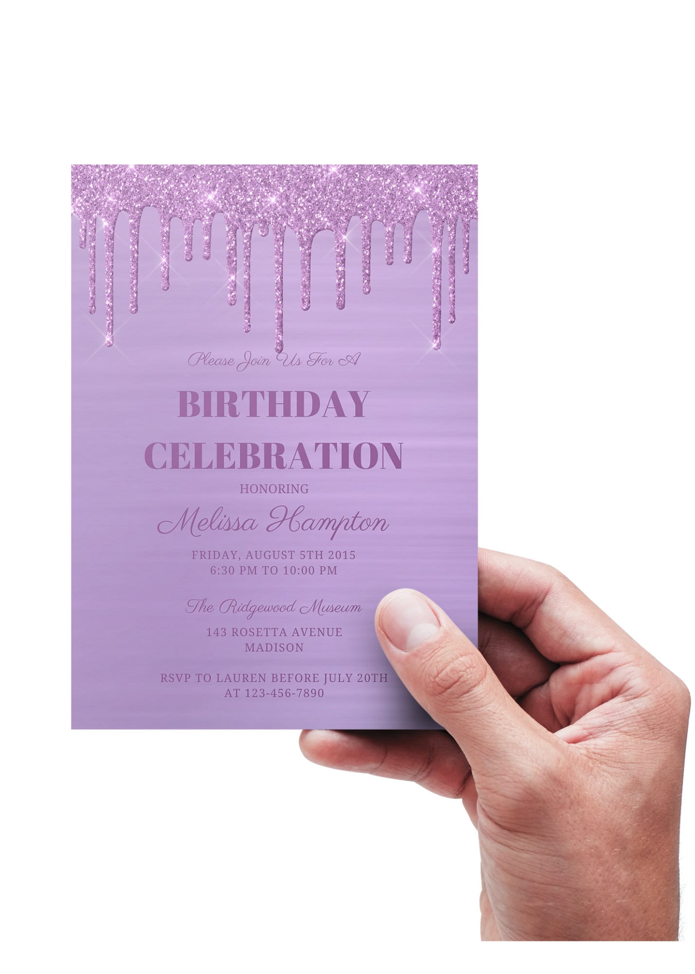 Editable Purple Birthday Invitation Purple Glitter Drip - Etsy