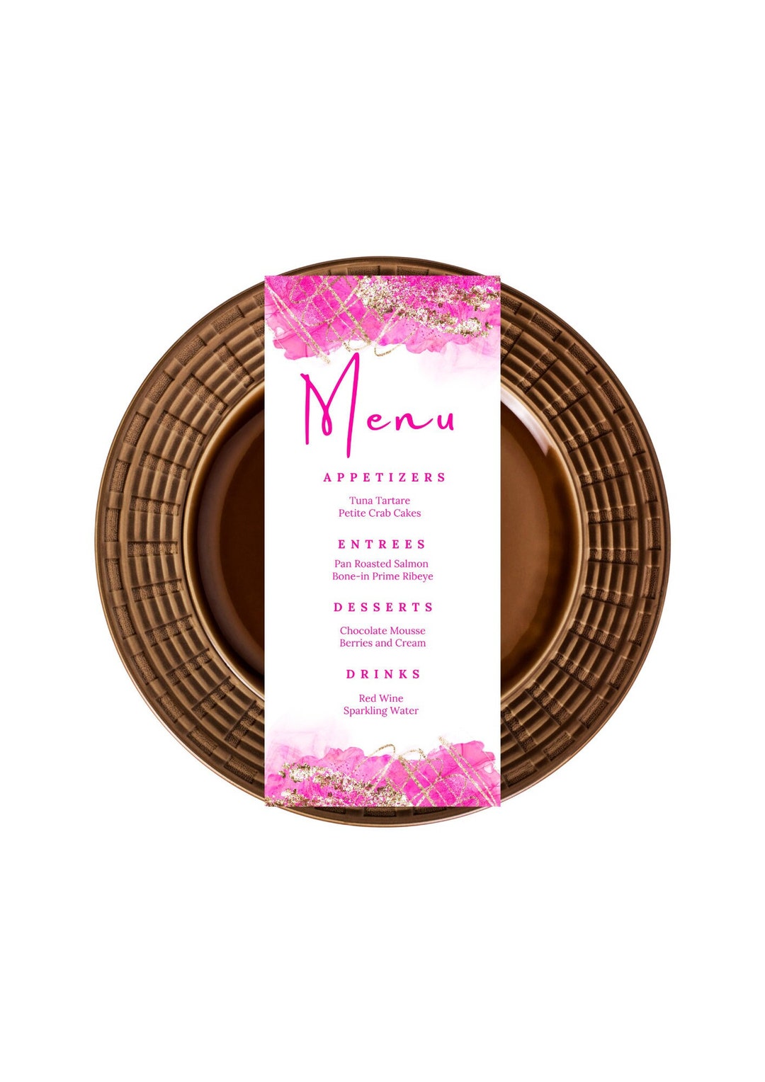 Editable Pink and Gold Menu Template, Birthday Dinner Menu Card ...