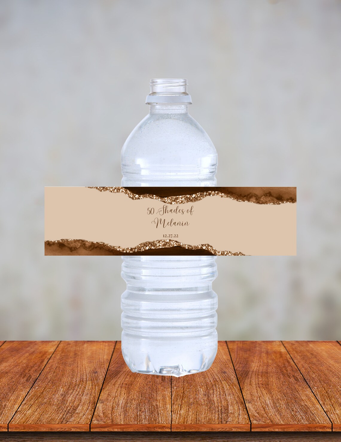 Editable Shades of Melanin Water Bottle Label Template, Brown and Gold ...