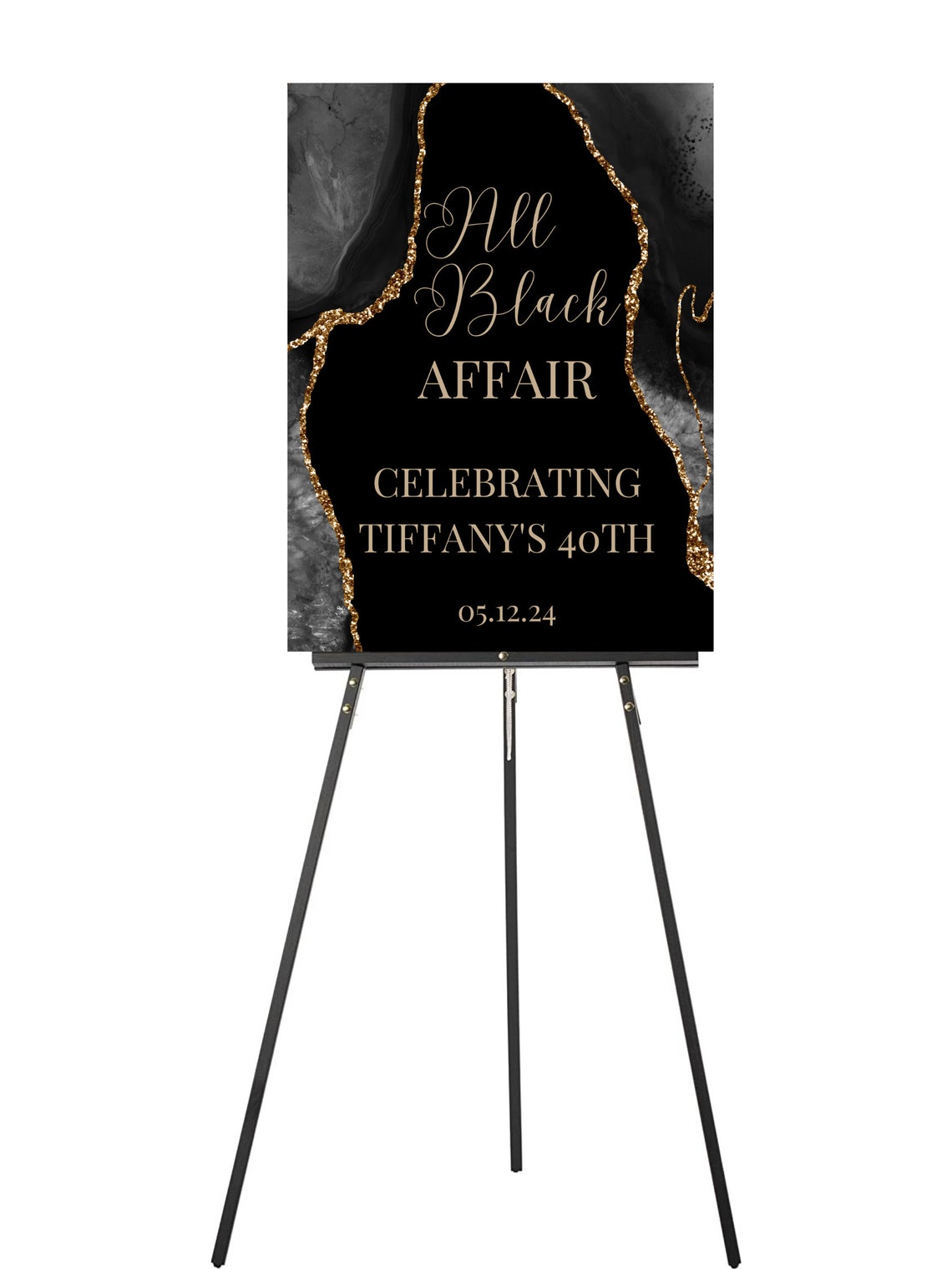Editable All Black Affair Welcome Sign, All Black Party Poster, Black ...