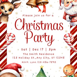 Editable Christmas Party Invitation , Kids Christmas Party Invitation ...