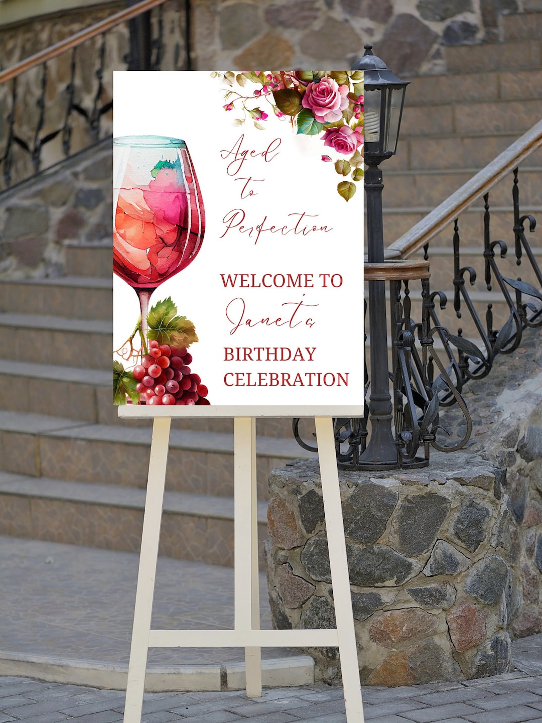 Editable Aged to Perfection Birthday Welcome Sign, Winery, Fine Like ...