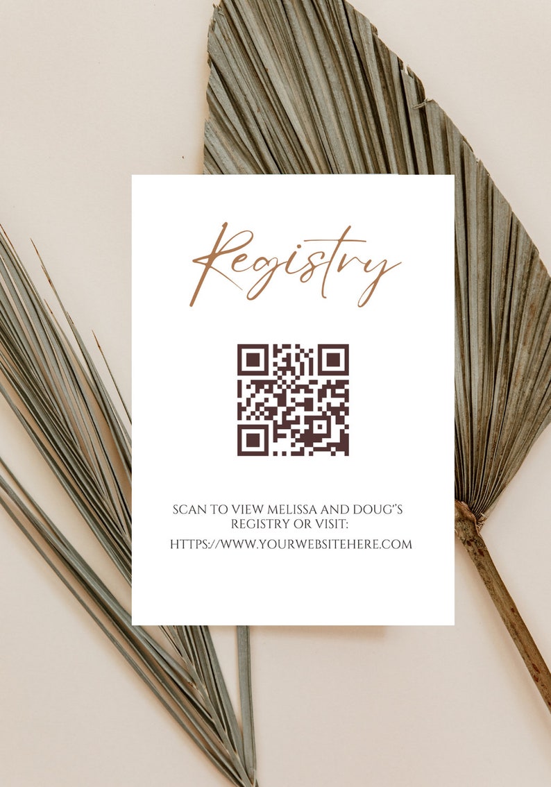 Editable Registry Card With QR Code, Invitation Insert, Enclosure Card ...