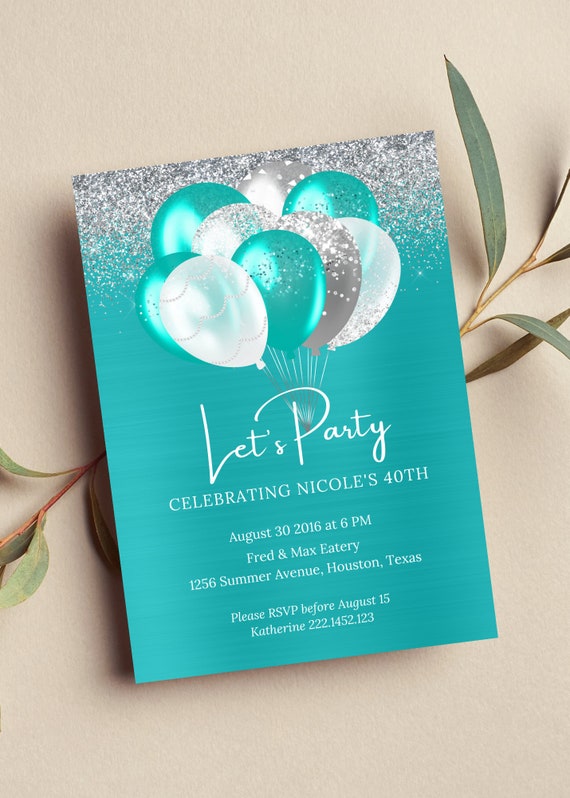 Invitaciones De Plata Turquesa Amazon.com: 25 Invitaciones Para Fiesta