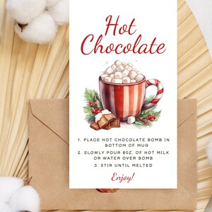 Printable Hot Chocolate Bomb Tag, Christmas Gift (digital Download) - Etsy