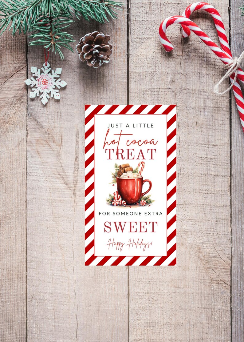 Printable Hot Cocoa Treat Tags, Christmas Holiday Favor (digital ...
