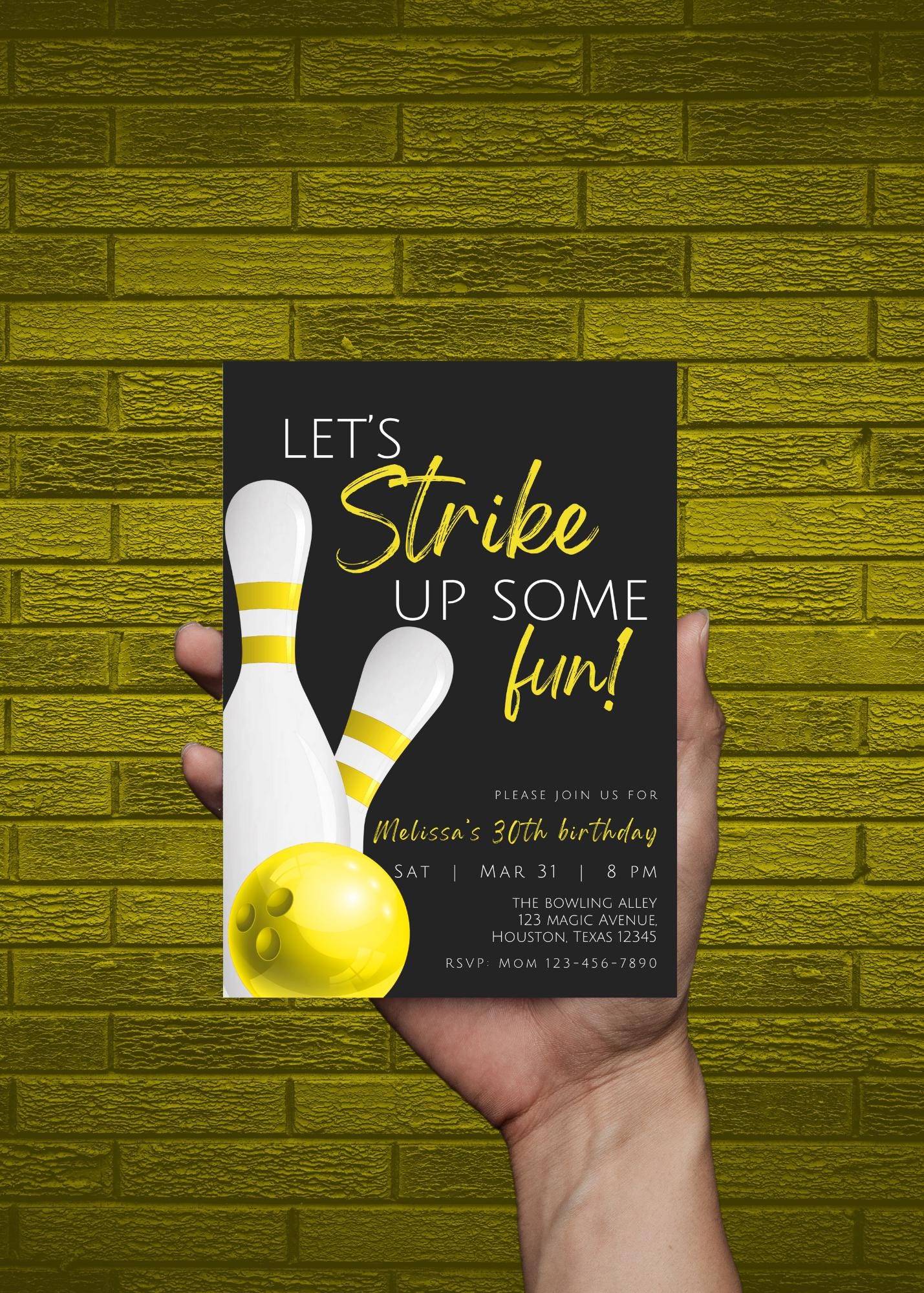 Editable Bowling Invitation, Let's Strike up Some Fun, Birthday Bowling ...