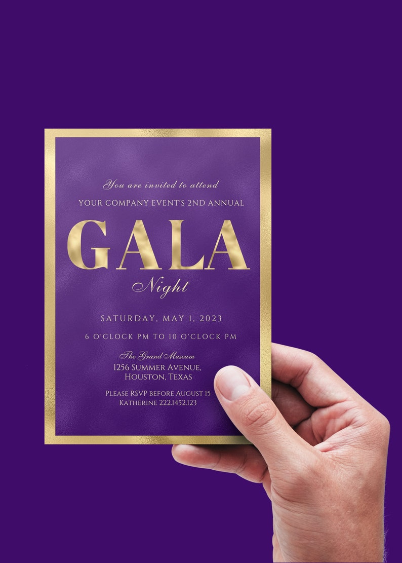 Editable Gala Invitation, Gala Party, Corporate Invite, Fundraiser ...