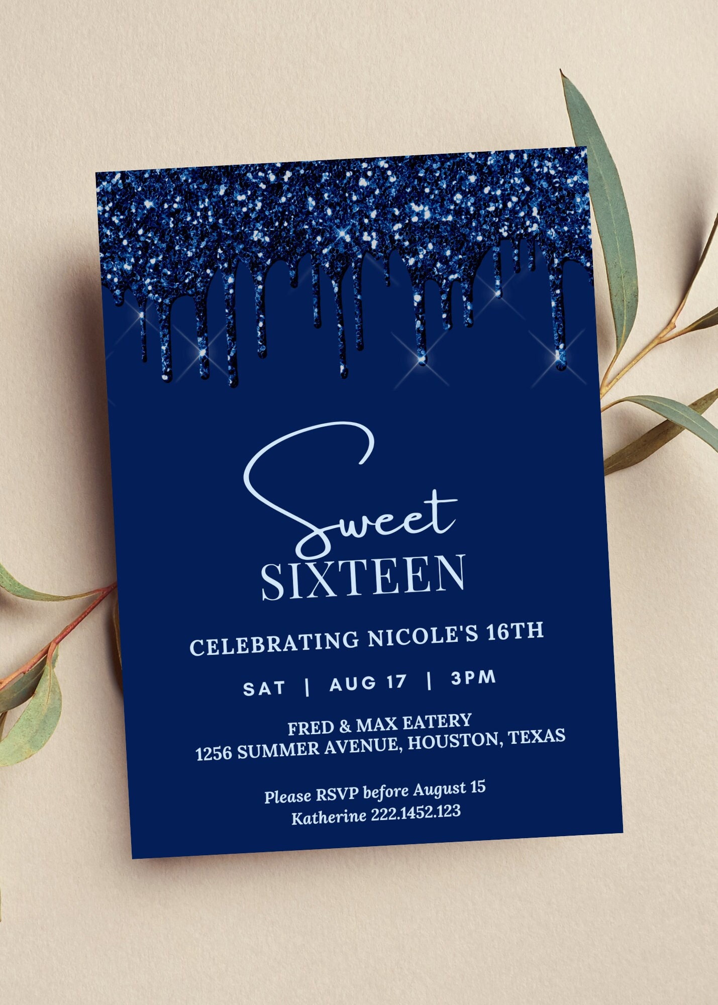 Invitaciones Para Dulces 16 Fondo Azul