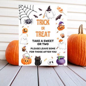 Printable Trick or Treat Sign, Halloween Candy Bowl Sign, Take One ...