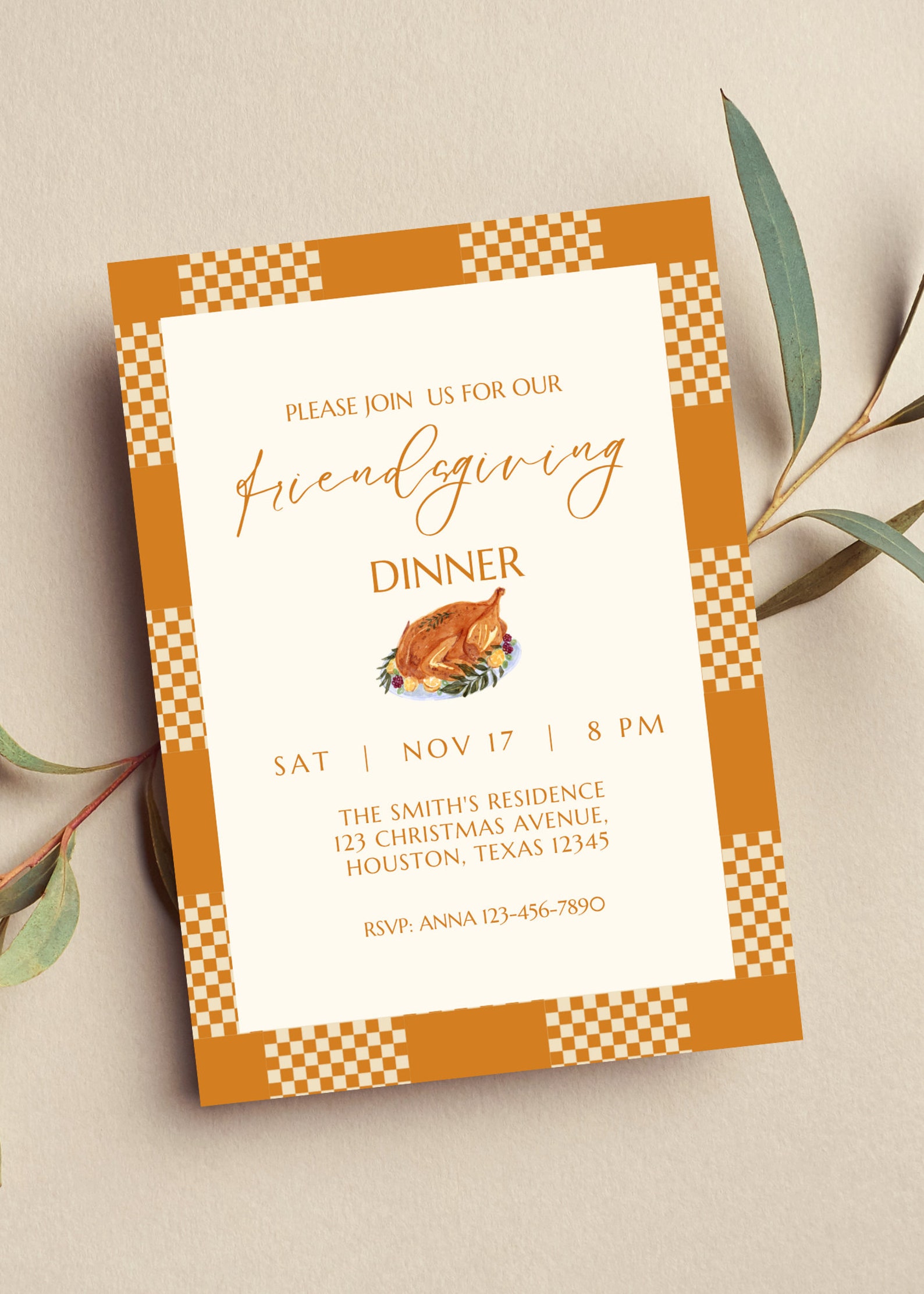 Editable Friendsgiving Dinner Invitation Thanksgiving Dinner - Etsy