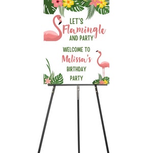 Editable Flamingo Birthday Welcome Sign, Let's Flamingle, Welcome to ...