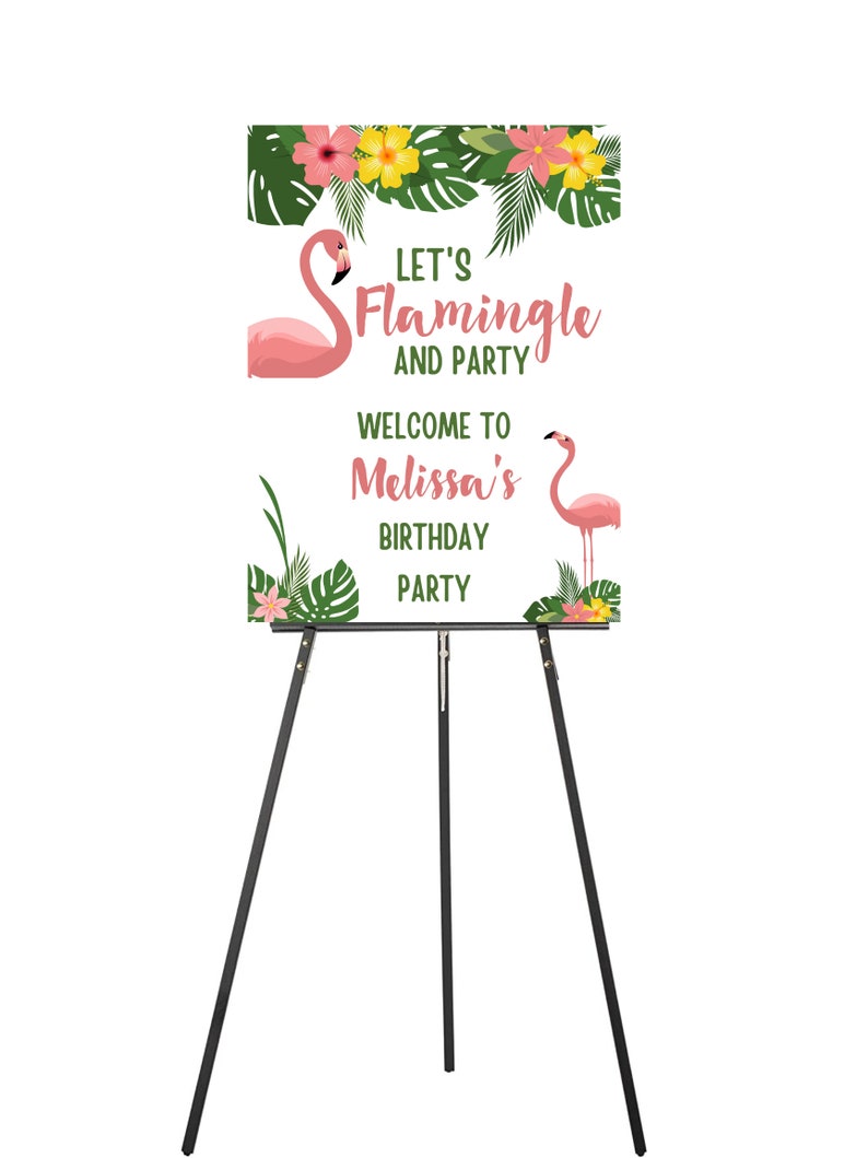 Editable Flamingo Birthday Welcome Sign, Let's Flamingle, Welcome to ...
