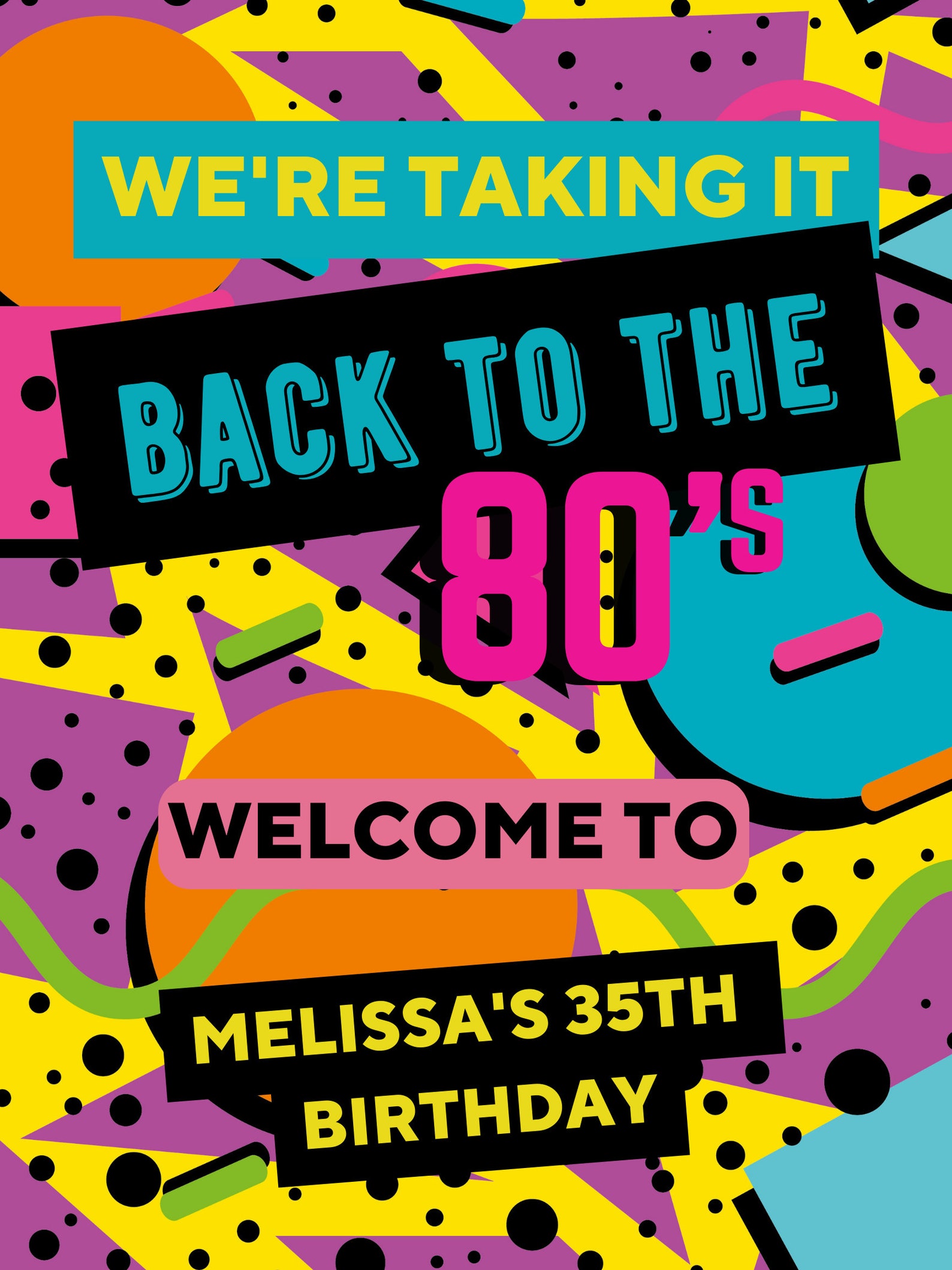 Editable 80s Party Welcome Sign, Back to the 80s, Throwback Party ...