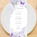 Editable Butterfly Menu Card Template, Purple and Silver Menu Cards, A ...