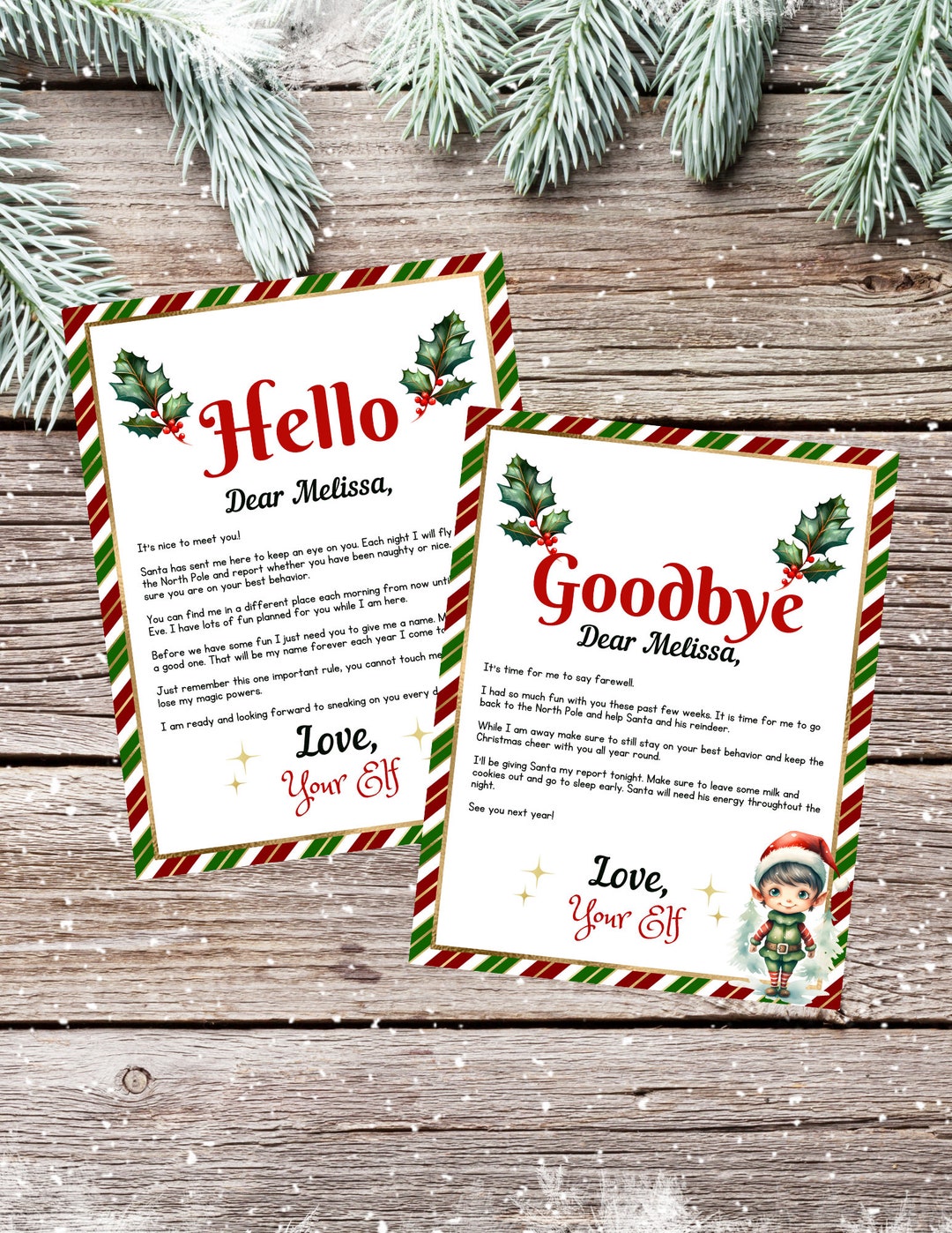 Editable Elf Letter Set Hello and Goodbye Letter From Elf Christmas Elf ...