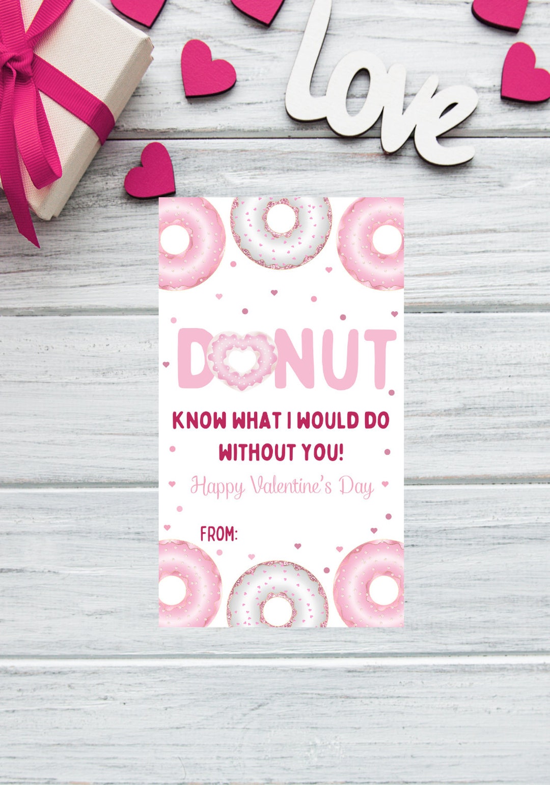 Printable Valentines Day Gift Tag, Donut Valentine Treat Tag, Classroom ...