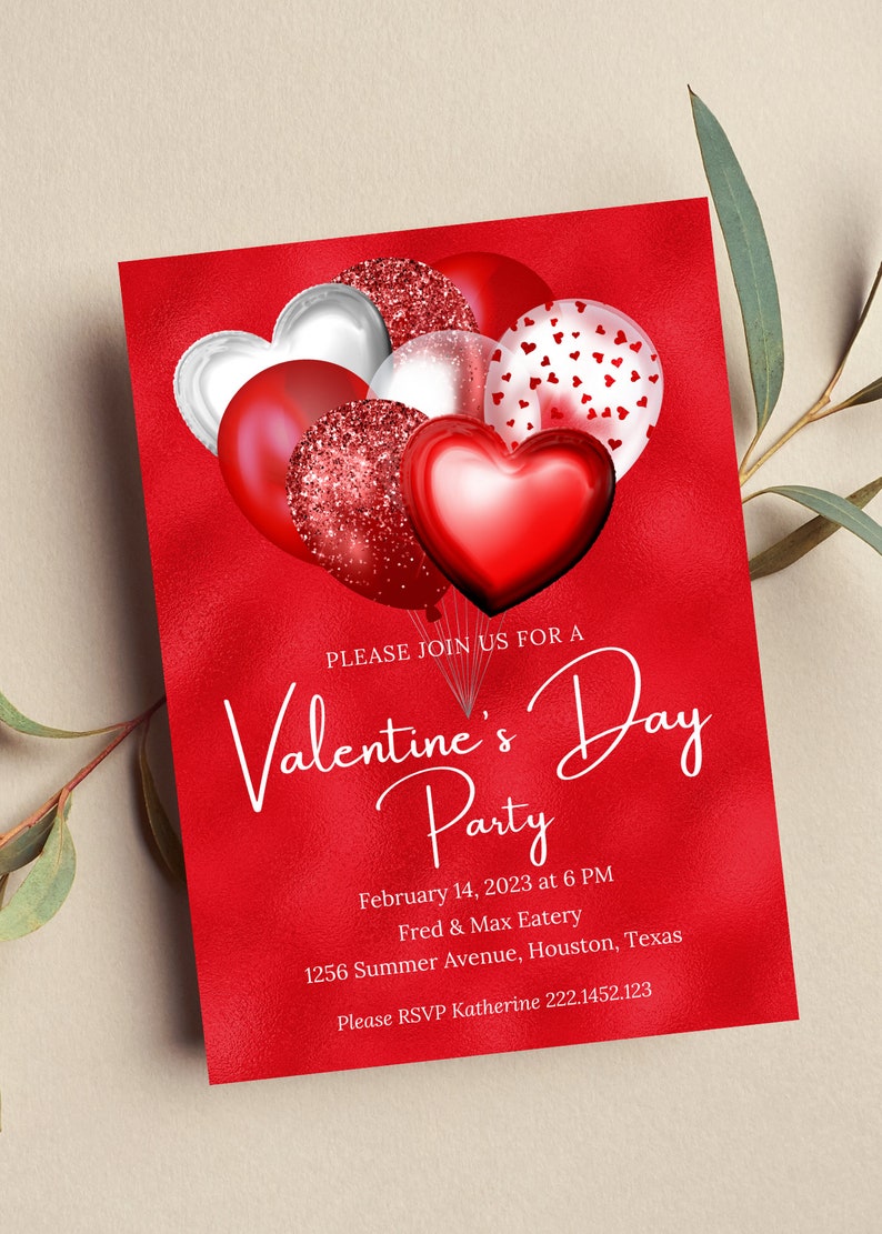 Editable Valentine's Day Party Invitation, Valentine's Brunch ...